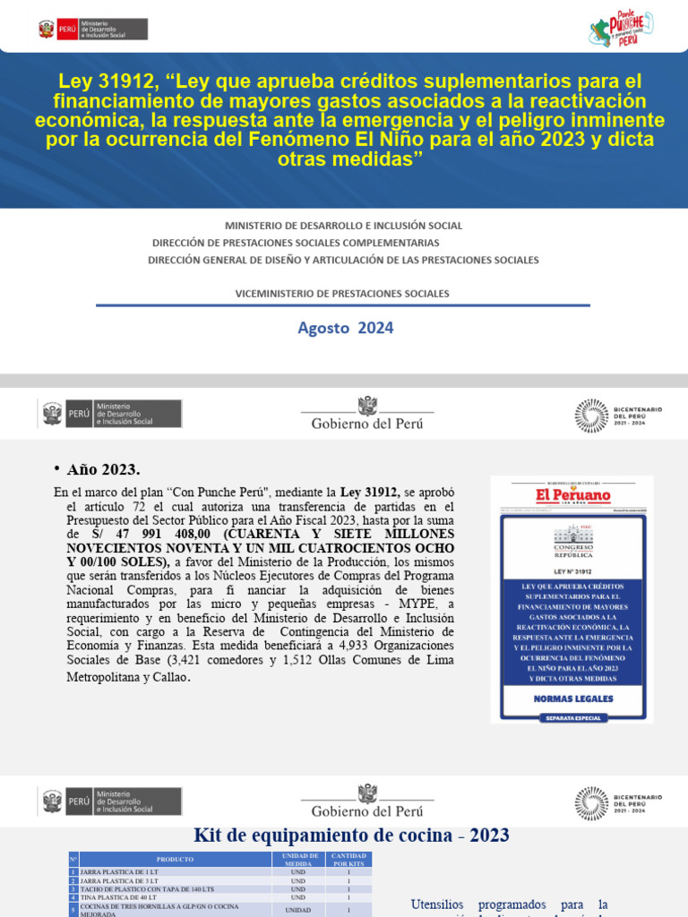 Ley - 31912 - Kits Cocinas y Utensilios | PDF | Lima