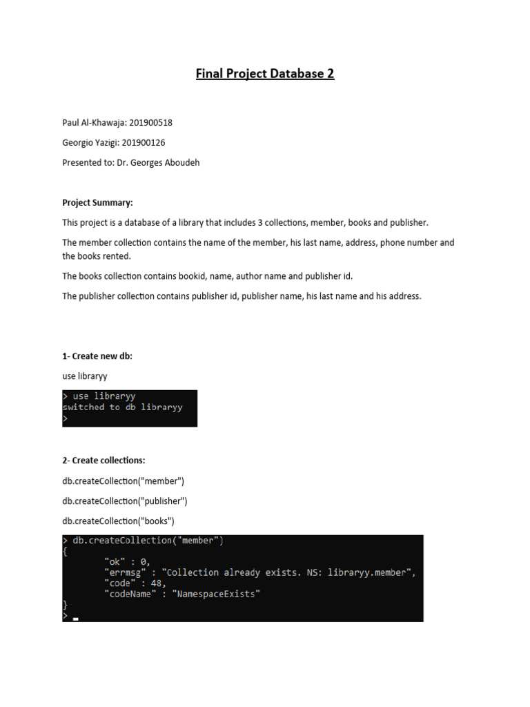 Final Project Database 2 (Paul Al-Khawaja, Georgio Yazigi) | PDF | Data Management | Computer Data
