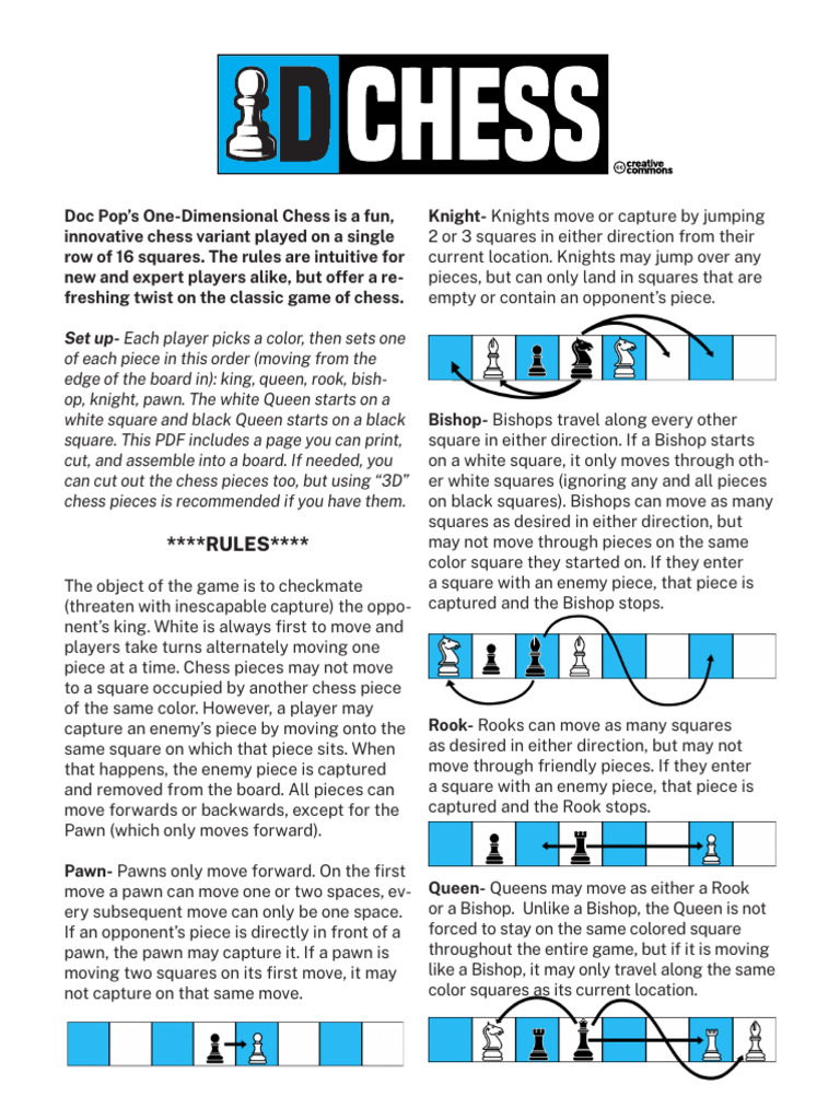 One Dimensional Chess V01-2 | PDF | Board Games | Abstract Strategy Games