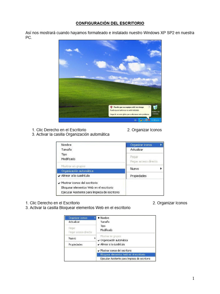 Configuración Del Escritorio Windows XP SP2 | PDF | Dirección IP | Ciencias de la Computación