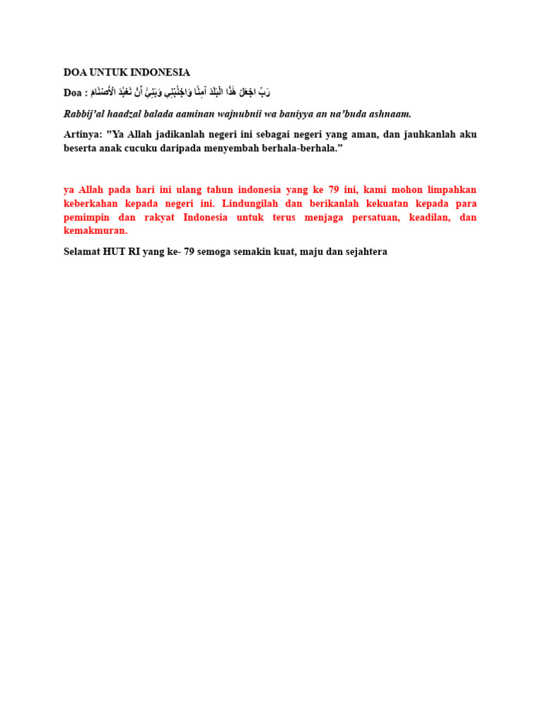 Doa Untuk Indonesia | PDF