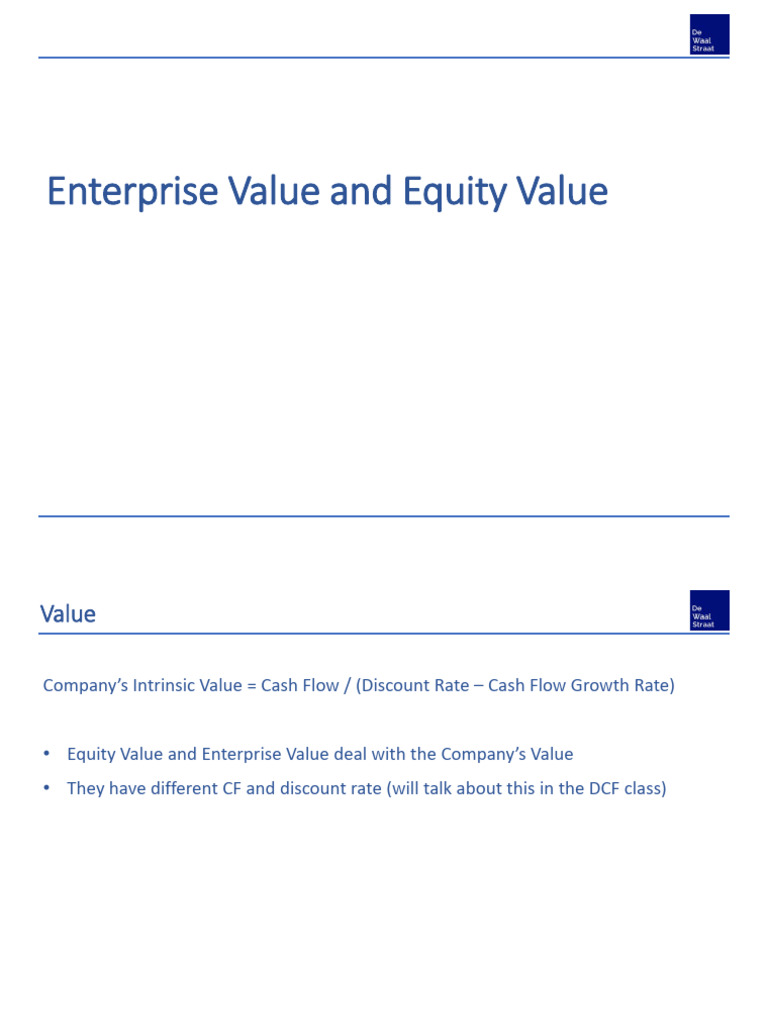 T4 Enterprise Value and Equity Value | PDF | Equity (Finance ...
