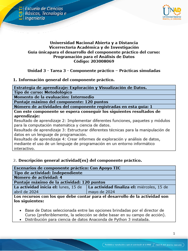 Guía para El Desarrollo Del Componente Práctico y Rúbrica de Evaluación ...