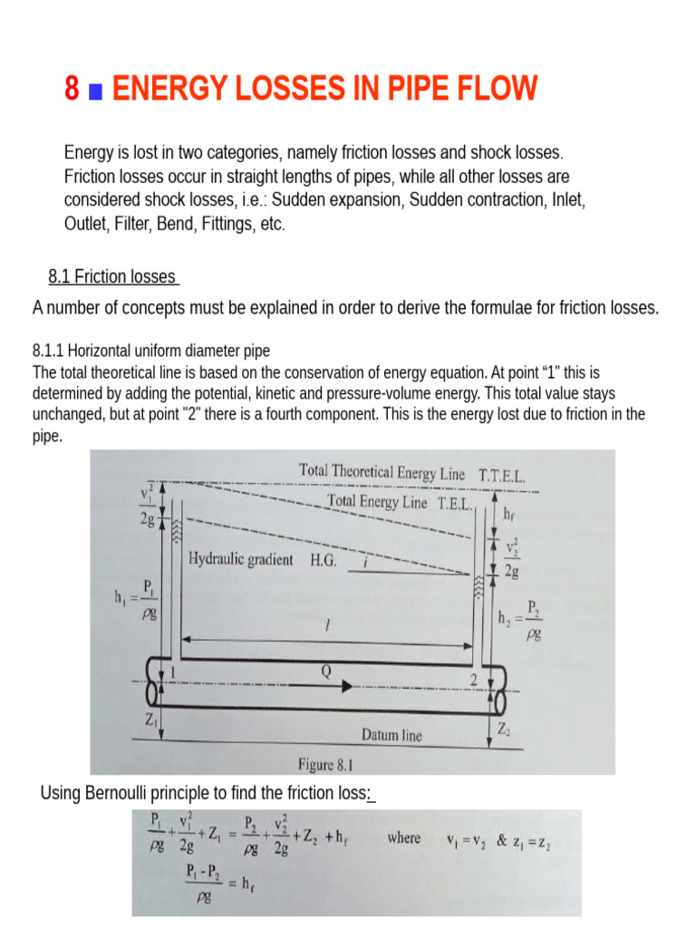 Energy Losses in Pipe Flow Analysis | PDF | Friction | Fluid Dynamics