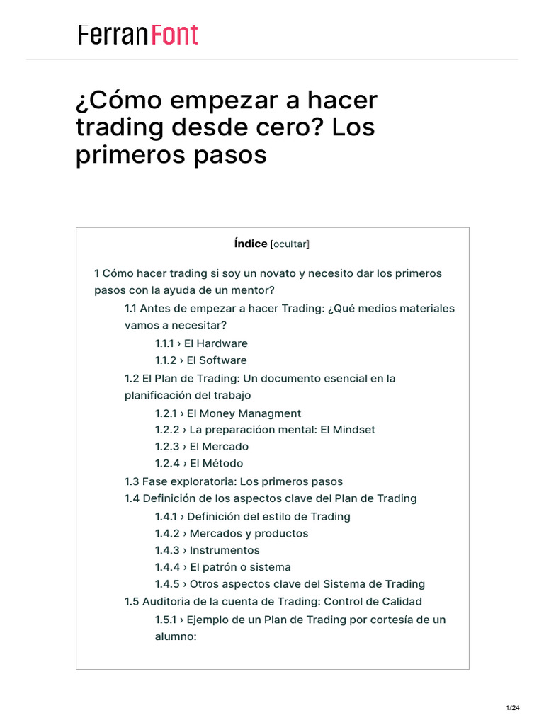 FERRAN FONT - Cómo Empezar A Hacer Trading Si Soy Un Novato - Los Primeros Pasos | PDF ...