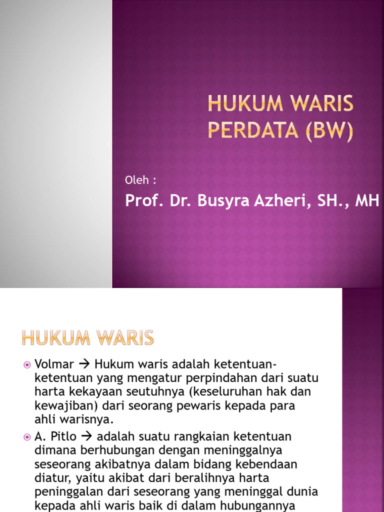 Hukum Waris Perdata (BW) | PDF