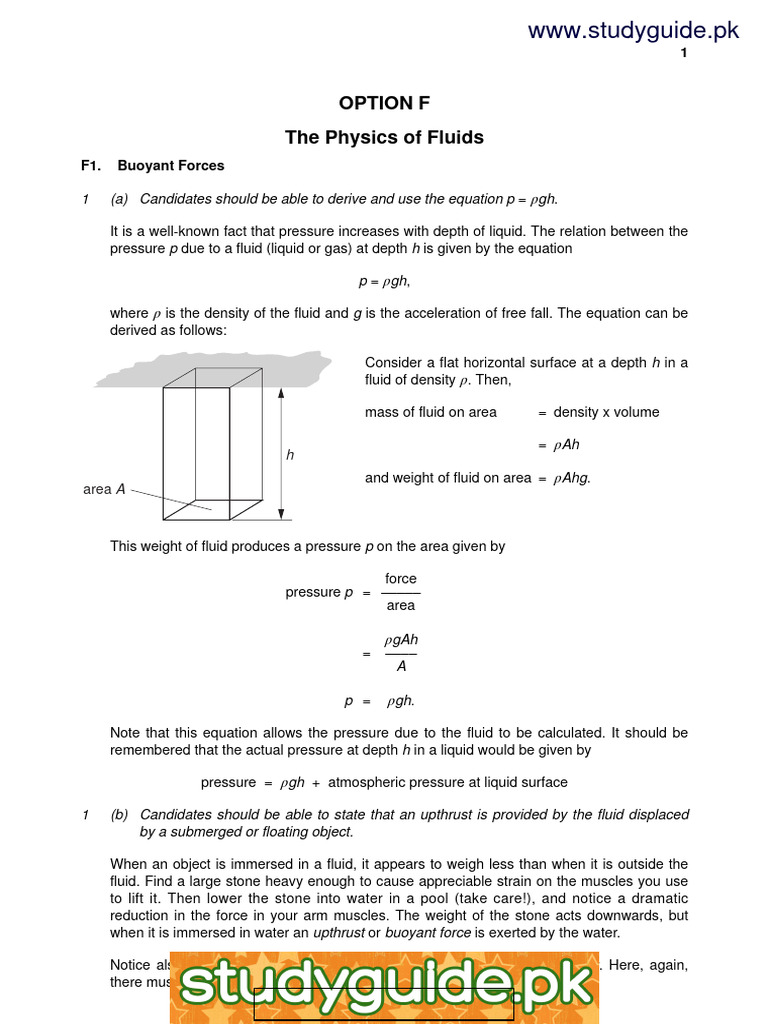 Fluids Option Booklet-1-1 | PDF | Buoyancy | Fluid Dynamics