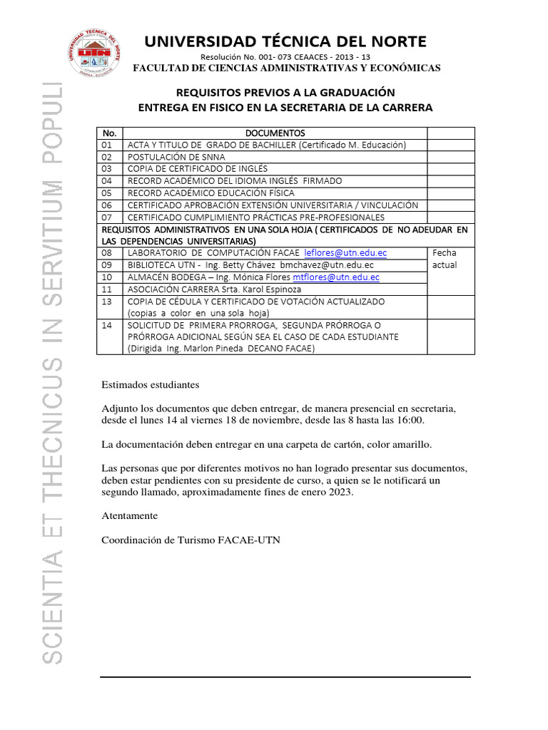 Requisitos Previos A La Graduación | PDF