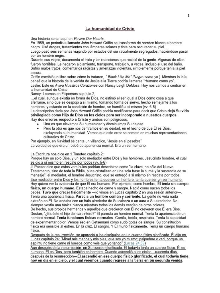 Dios Como Humano Pero Sin Pecado | PDF | Cristo (título) | Oración