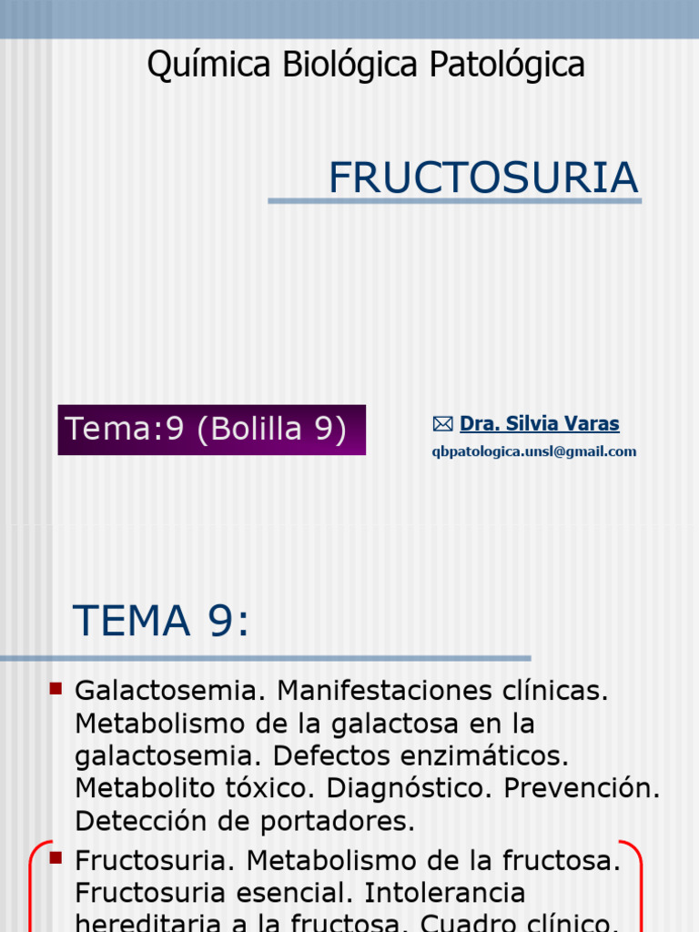 Tema 9 B Fructosuria 2012 | PDF | Bioquímica | Química