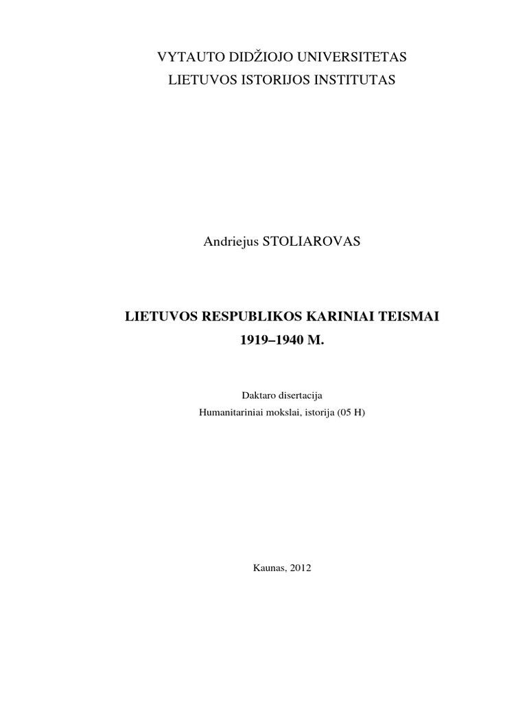 Andriejus_Stoliarovas-Lietuvos R Kariniai Teismai 1919-1940 m. | PDF