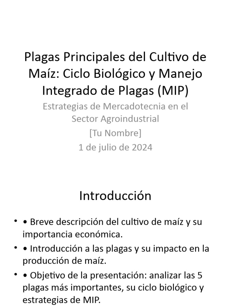 Plagas Cultivo Maiz MIP | PDF | Control biológico de plagas | Insectos ...