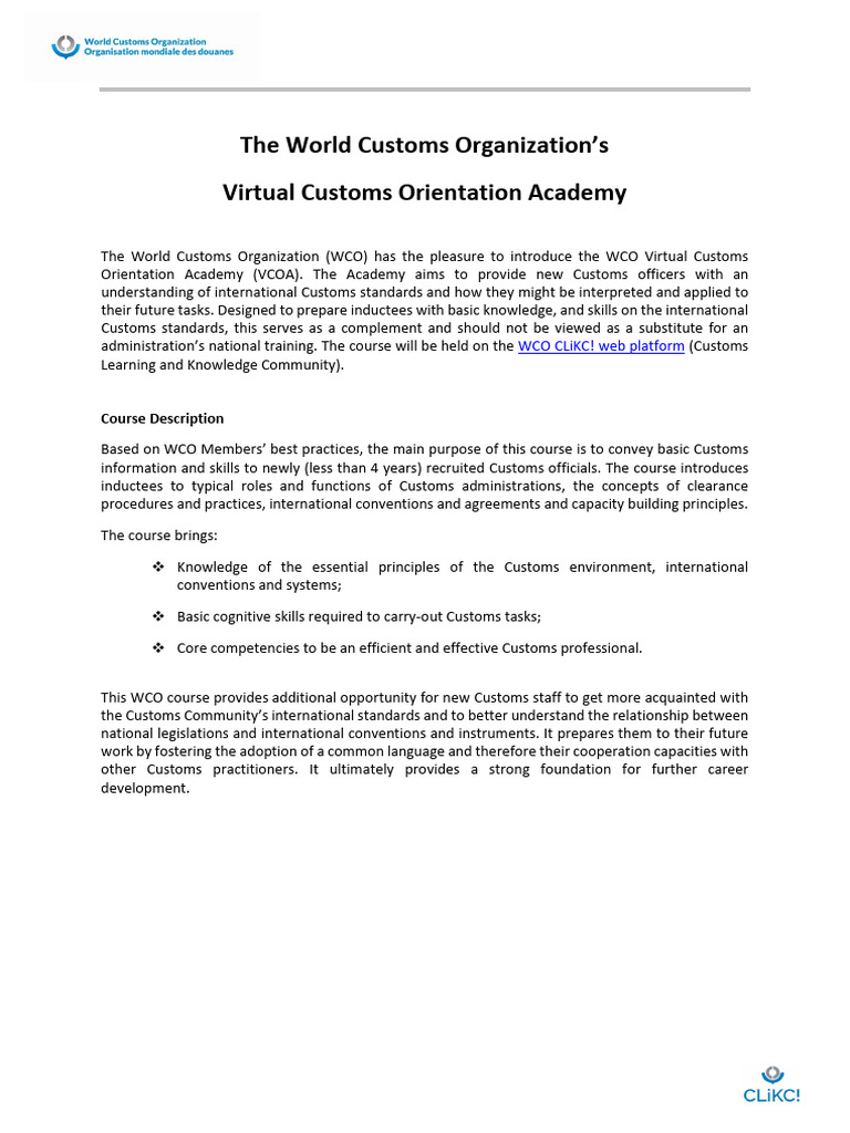 Annex - 1 - Virtual Customs Orientation Academy - General Presentation ...