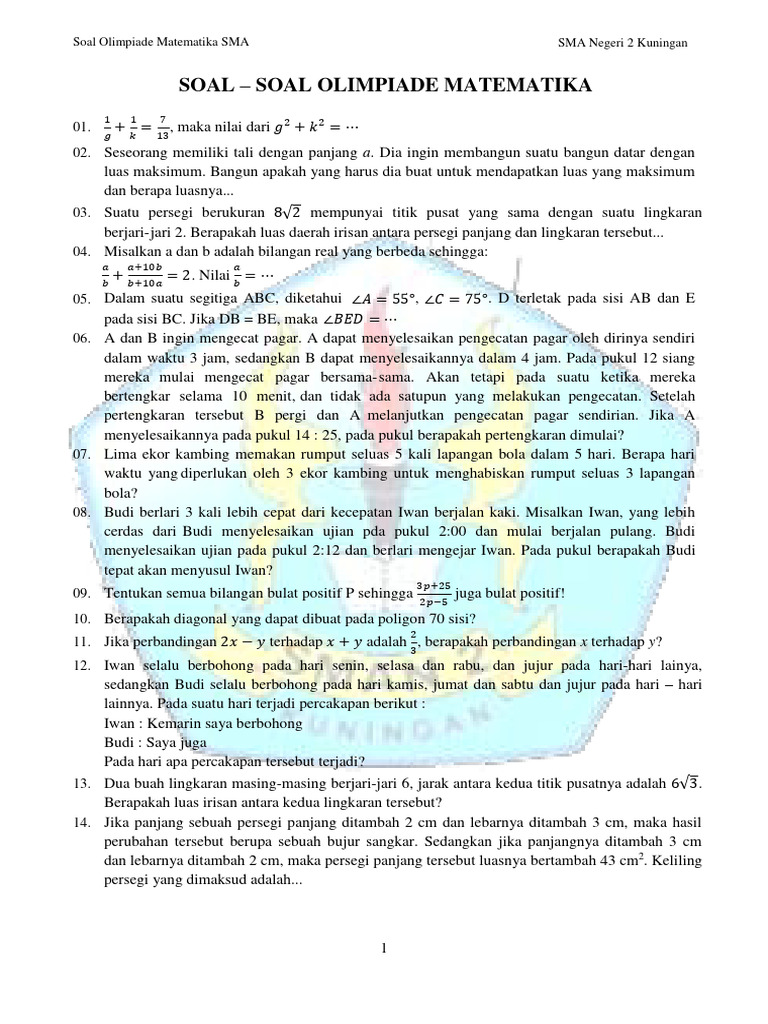 Latihan Soal Olimpiade Matematika | PDF | Metode & Bahan Ajar