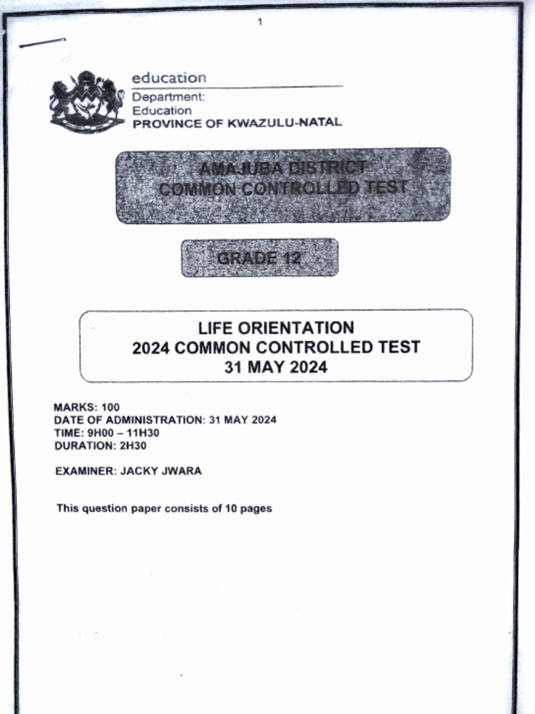 LO Gr12 Mid-Yr Test (2024) | PDF