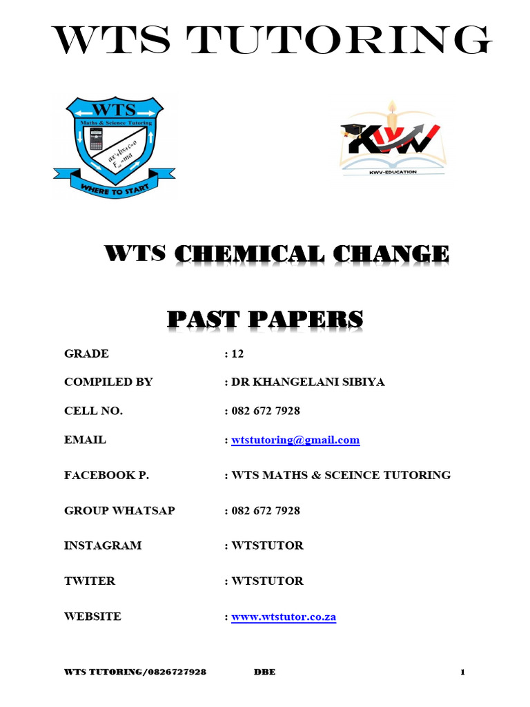 2023 Wts 12 Chemical Change Questions | PDF | Science & Mathematics | Technology & Engineering