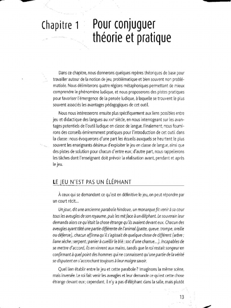Le Jeu en Classe de Langue - Ch.1 | PDF