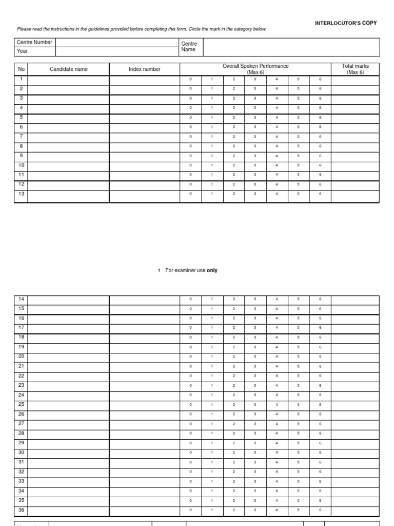 SPM English Speaking Assessment Form | PDF | Vocabulary | Question