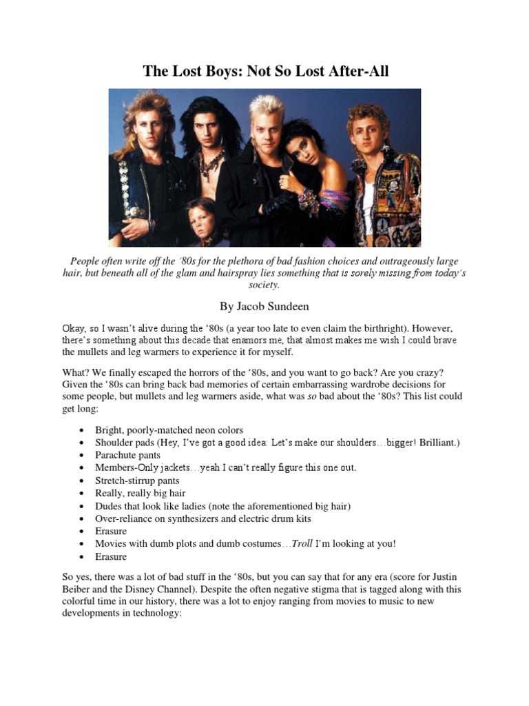 The Lost Boys: Not So Lost After-All | PDF | Leisure | Entertainment ...