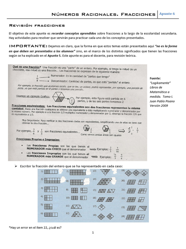 Apunte y Practico 6 - Fracciones 2023 | PDF | División (Matemáticas) | Número racional