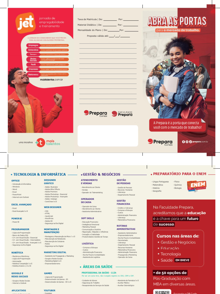 Folder Produtos Institucional Prepara A4 - v2 | PDF | Microsoft Excel ...