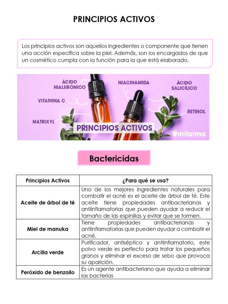 Principios Activos Cosmetologia | PDF | Piel