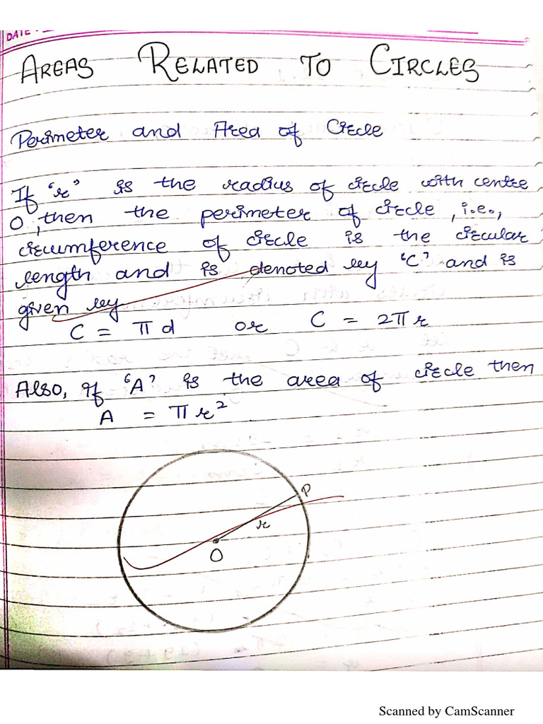 Class 10 Area of Circles Notes | PDF