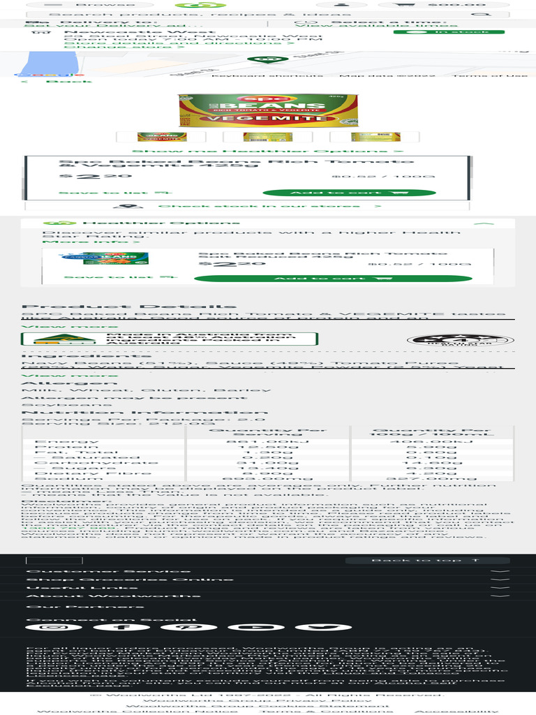 SPC Baked Beans Rich Tomato & Vegemite 425g Woolworths | PDF | Salt | Foods