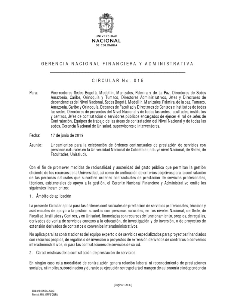 Circular 015 GNFA | PDF | Derecho laboral | Titulo academico