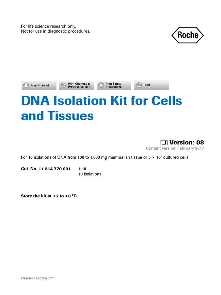Dna Isolation Kit For Cells and Tissues | PDF | Polymerase Chain ...