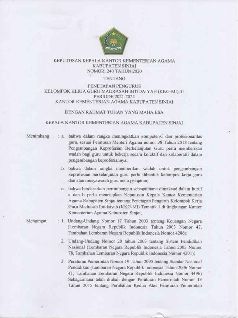 SK KKG Mi Sinjai - 01 | PDF