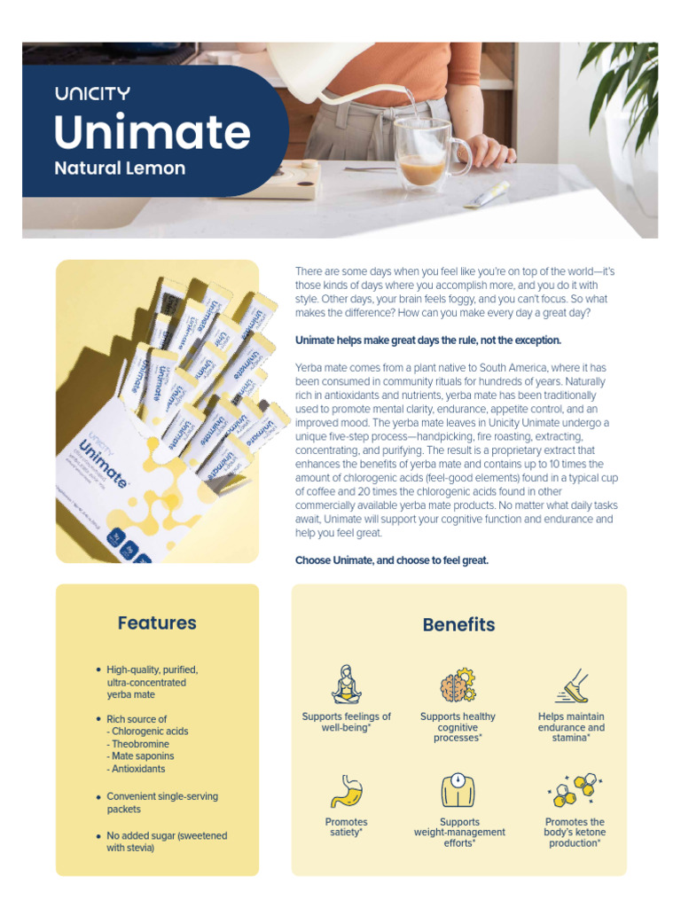 Unimate Natural+Lemon Stick Product Profile | PDF | Caffeine | Coffee