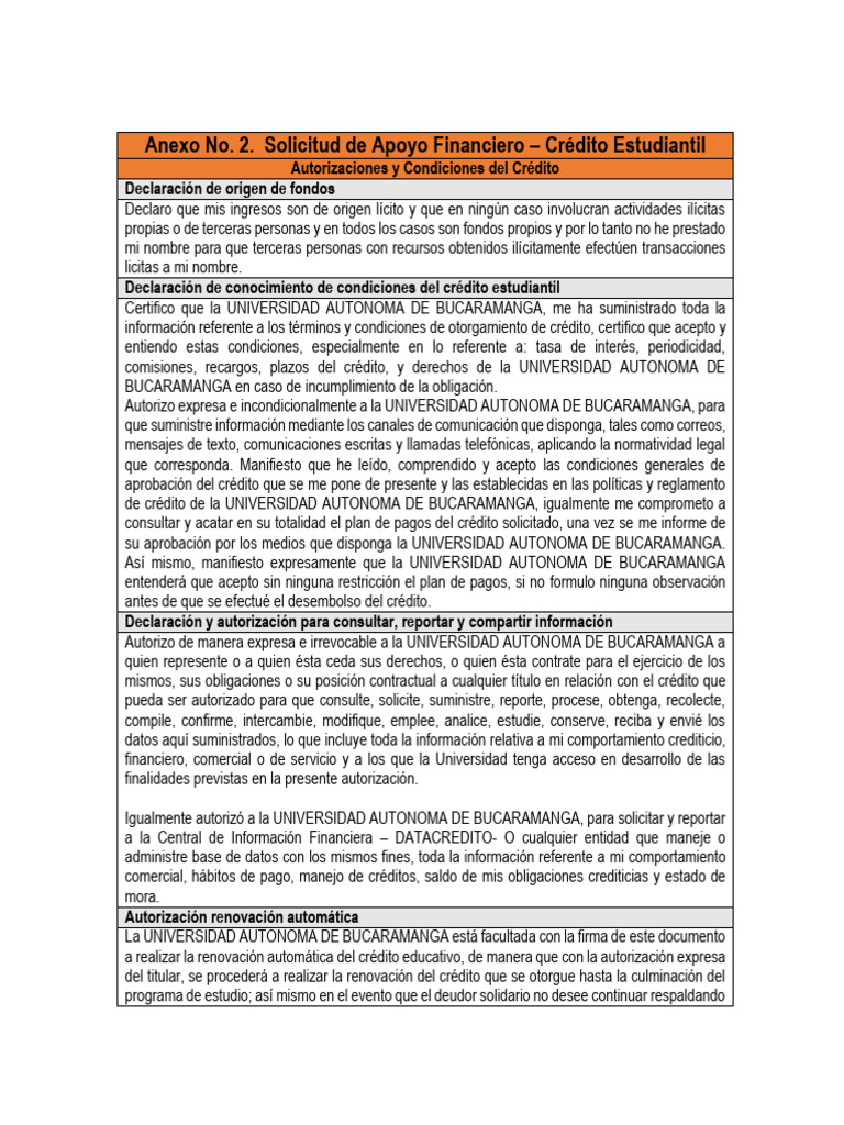 Anexo2AutorizacionRL Codeudor | PDF | Crédito | Finanzas y dinero