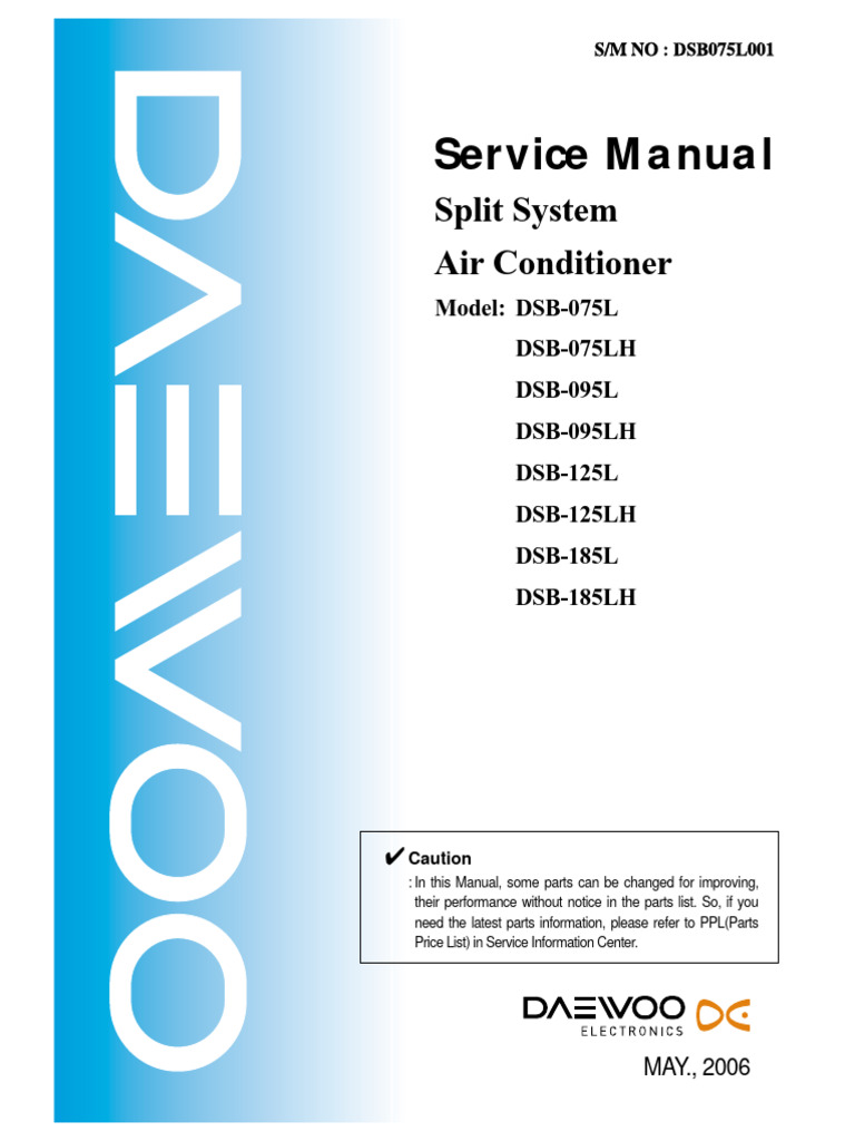 Manual de Servicio Split DAEWOO | PDF | Air Conditioning | Thermostat