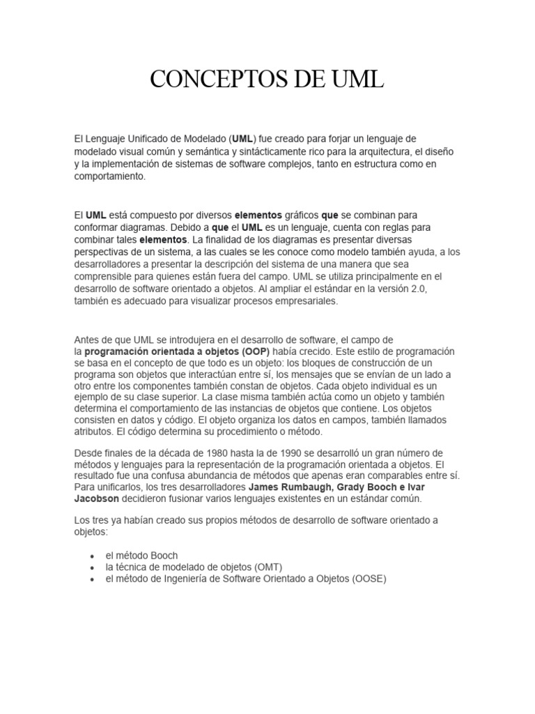 Conceptos de Uml | PDF | Lenguaje de modelado unificado | Objeto (informática)