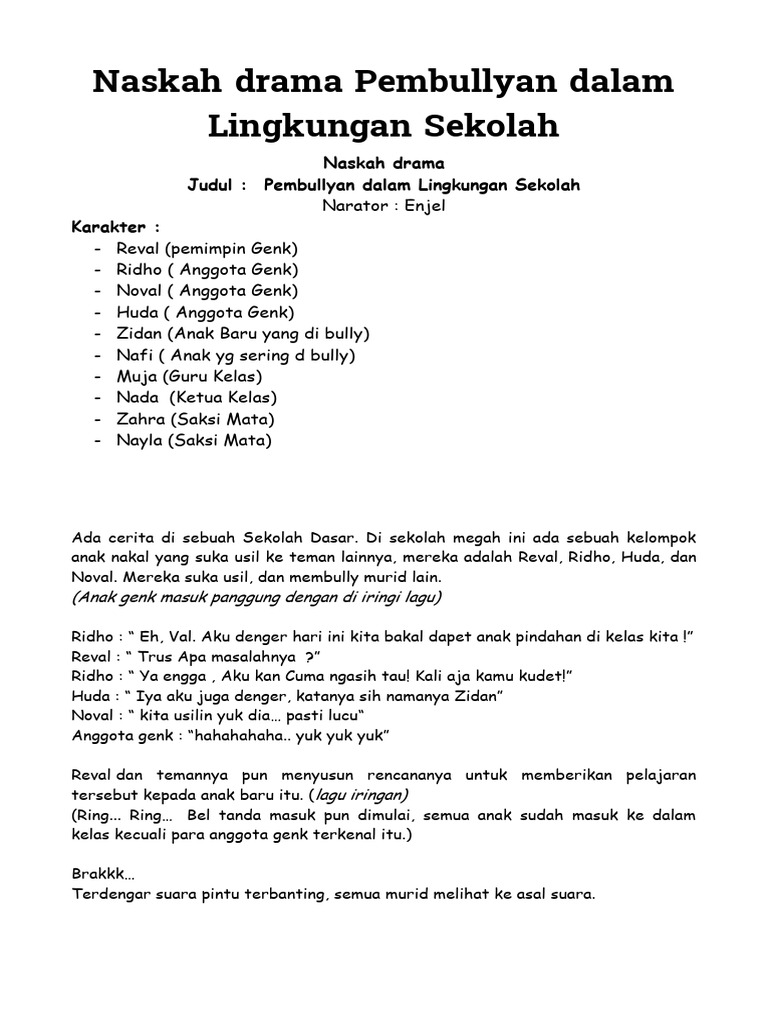 Naskah Drama Stop Bullying | PDF | Seni
