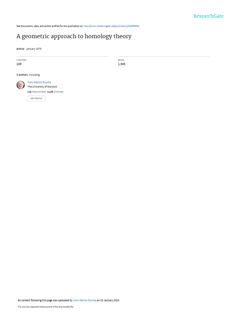 A Geometric Approach To Homology Theory | PDF | Functions And Mappings ...