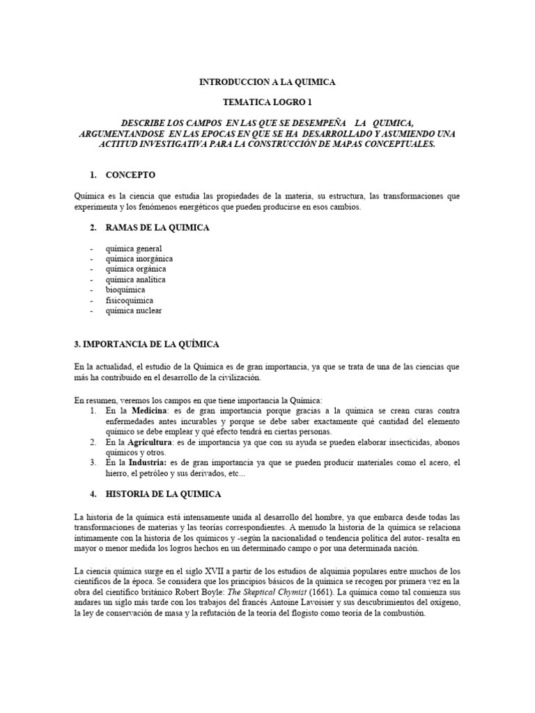 Introducción a la Química y sus Ramas | PDF | Átomos | Núcleo atómico
