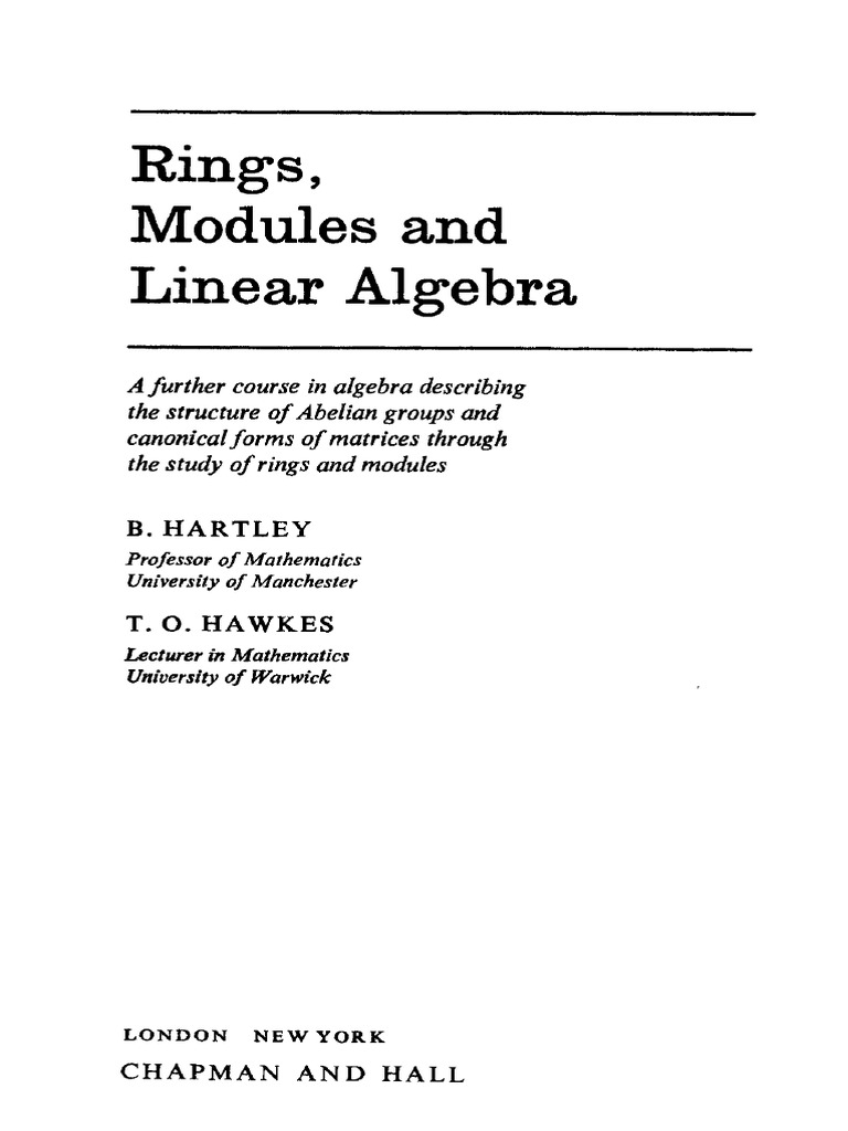 Tips - Rings Modules and Linear Algebra | PDF