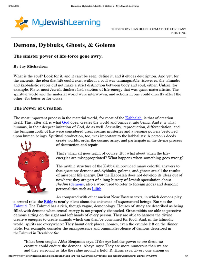 Jewish Demons & Supernatural Beings | PDF | Demons | Kabbalah