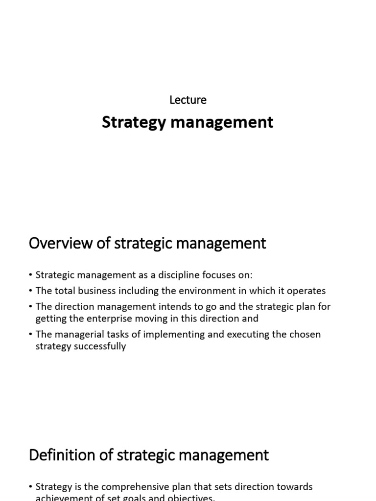 Lecture Strategic Management | PDF | Strategic Management | Strategic Planning