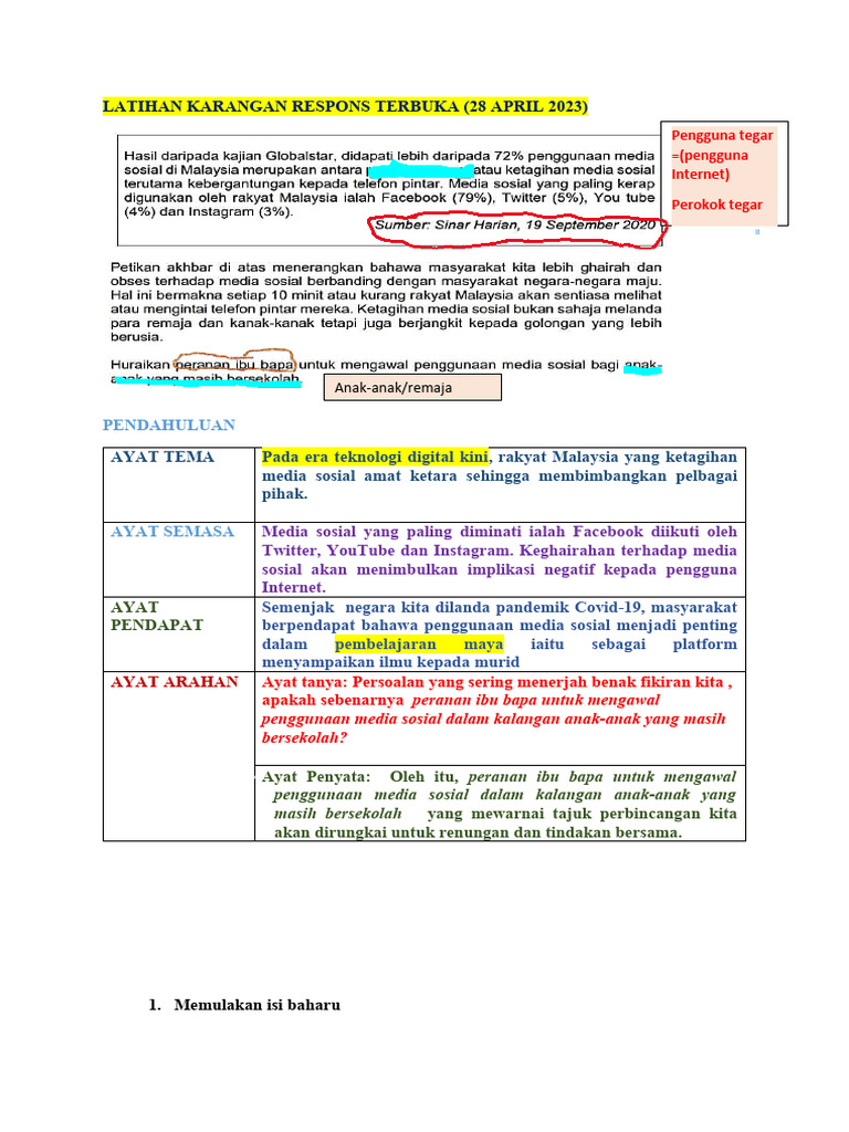 LATIHAN KARANGAN RESPONS TERBUKA T4 28 APR 2023 | PDF