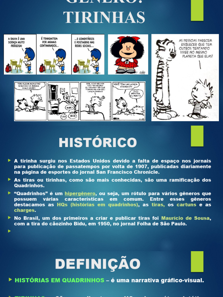 História e Características das Tirinhas | PDF | Quadrinhos | Ambiguidade