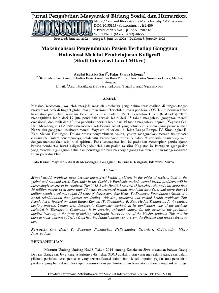 Jurnal Pengabdian Masyarakat Bidang Sosial Dan Humaniora: Andini Kartika Sari, Fajar Utama ...