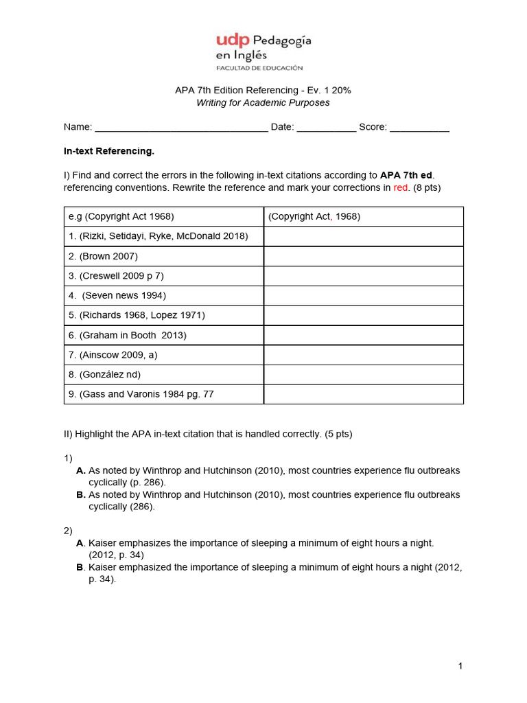 APA 7th Edition In-Text Citation Guide | PDF | Learning | Cognition