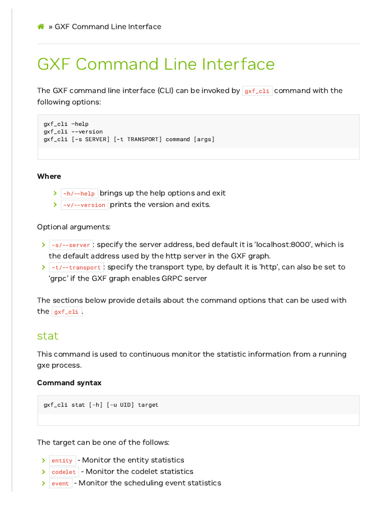 GXF Command Line Interface - DeepStream Documentation 6.4 Documentation | PDF | Command Line ...