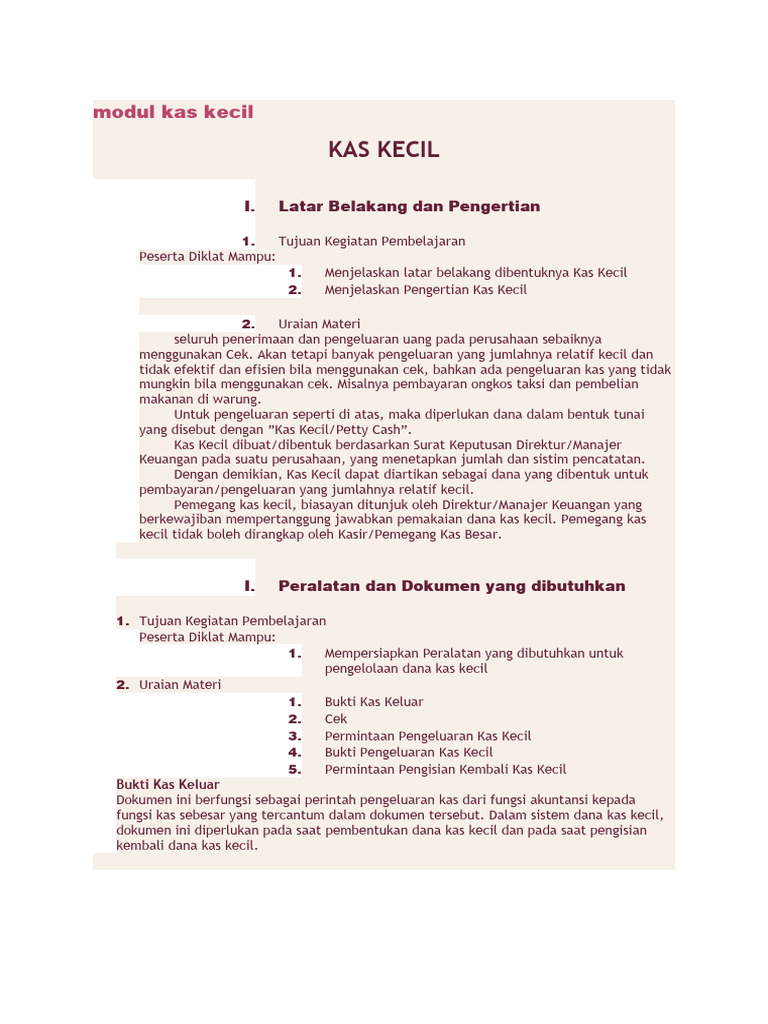 Modul Kas Kecil | PDF