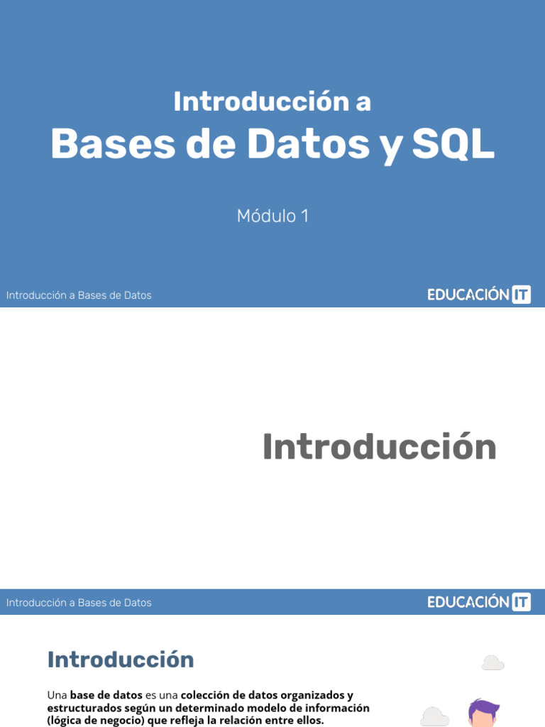 Introducción A Las Bases de Datos | PDF | Bases de datos | SQL Introducción A Las Bases de Datos | PDF | Bases de datos | SQL