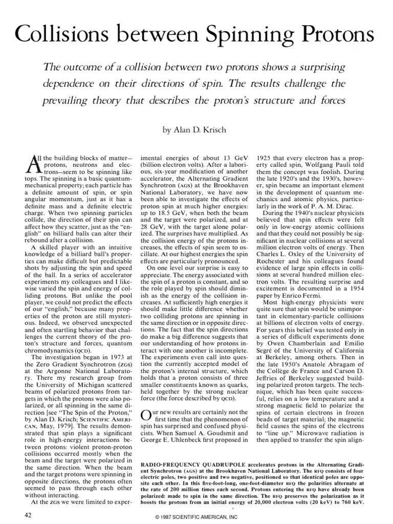 Collisions Between Spinning Protons - Krisch | PDF | Proton | Quantum ...