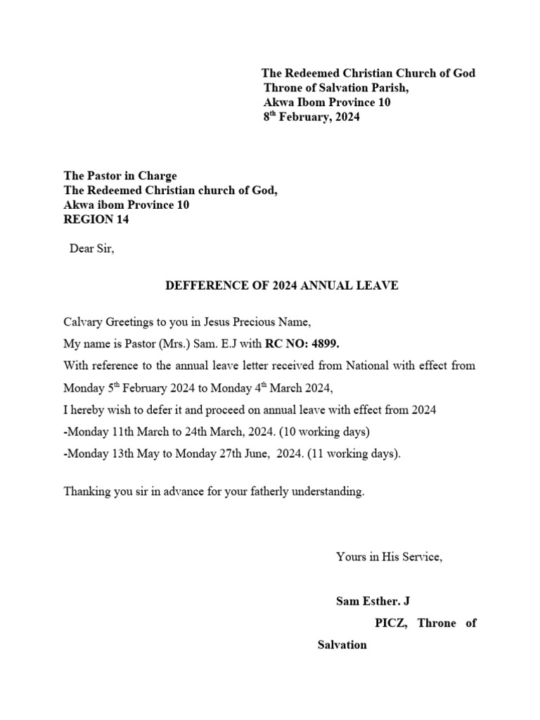 Request to Defer 2024 Annual Leave | PDF